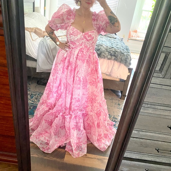 Selkie | Dresses | Selkie Ritz Gown Pink Floral Euc Worn Once | Poshmark